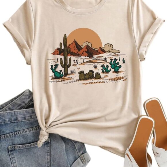 Tops | Road Trip Graphic Tees For Women Desert Cactus Highway Vintage ...